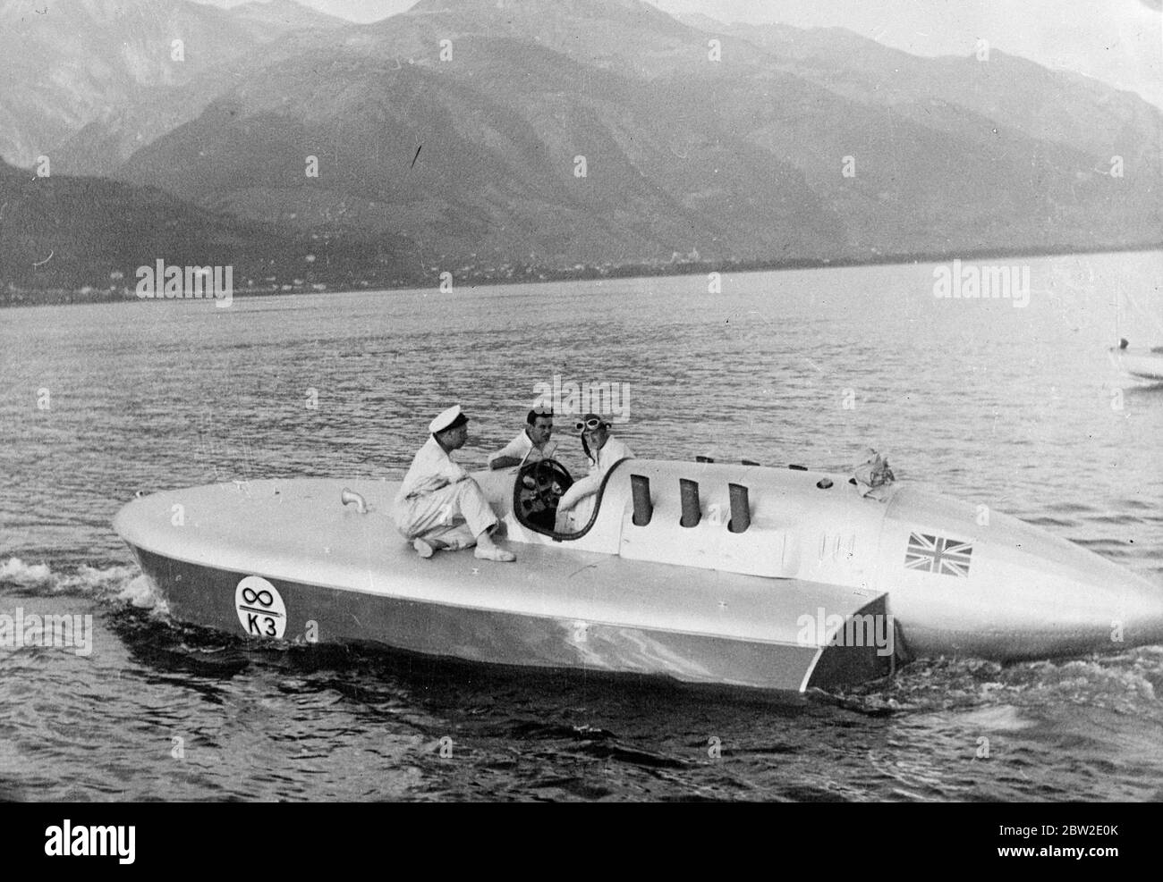 Sir Malcolm Campbell in the cockpit of Bluebird at Locarno. Sir Malcolm ...