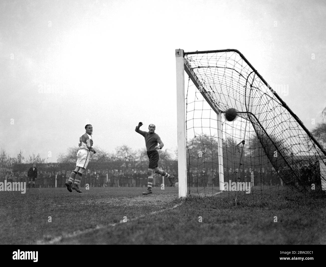 A goal at the Bostal Heath vs. Bromley football match. FA Amateur Cup ...