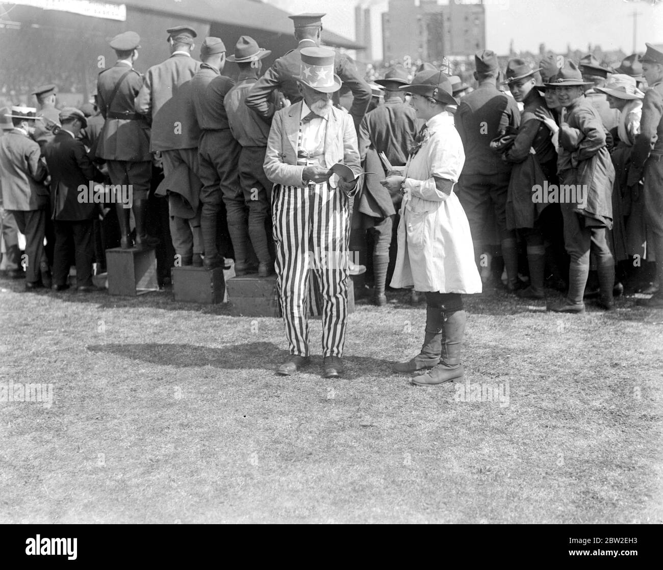 Independence Day Baseball Match at Stamford Bridge. Uncle Sam buys a ...