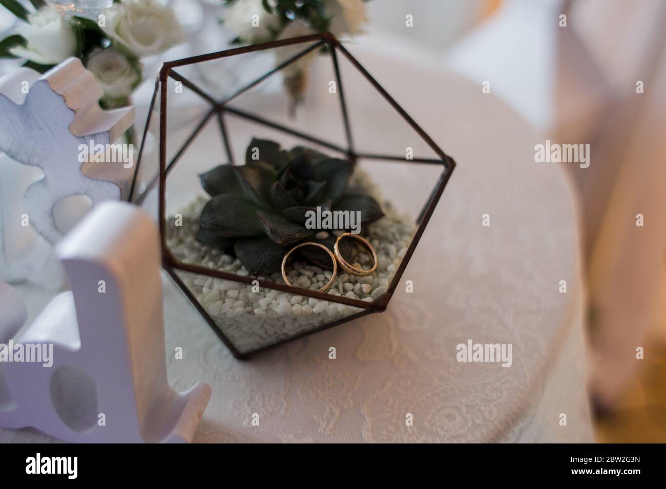 wedding rings in transparent box Stock Photo - Alamy