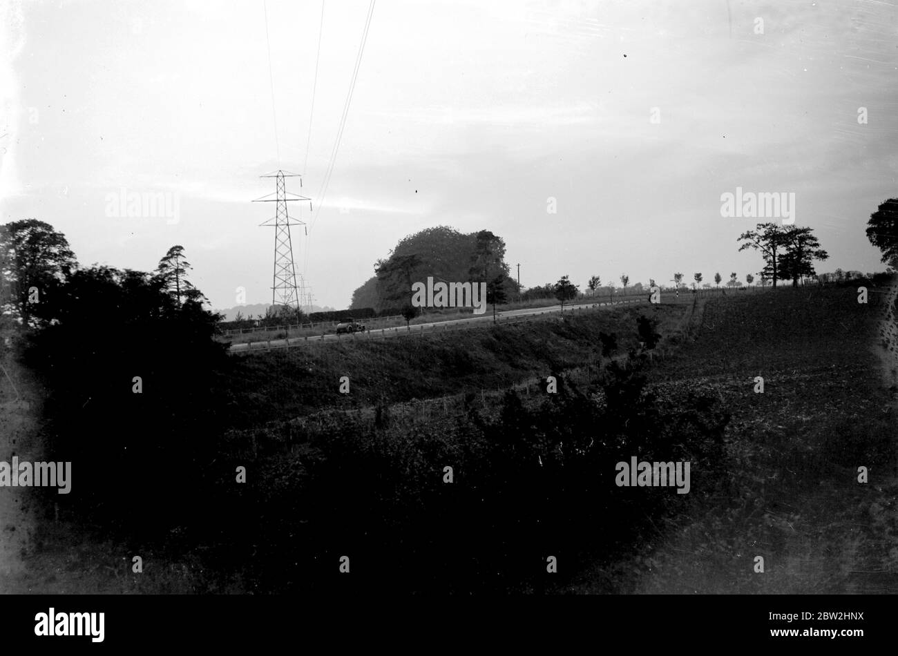Electricity pylons in Chelsfield 1933 Stock Photo - Alamy