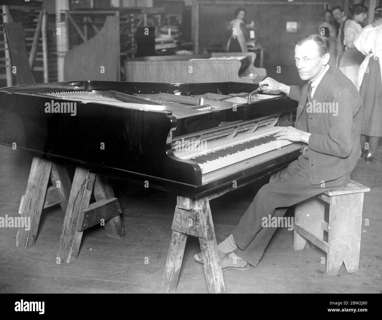 Piano making at Brinsmead's Factory . Tuning . [no date] Stock Photo ...