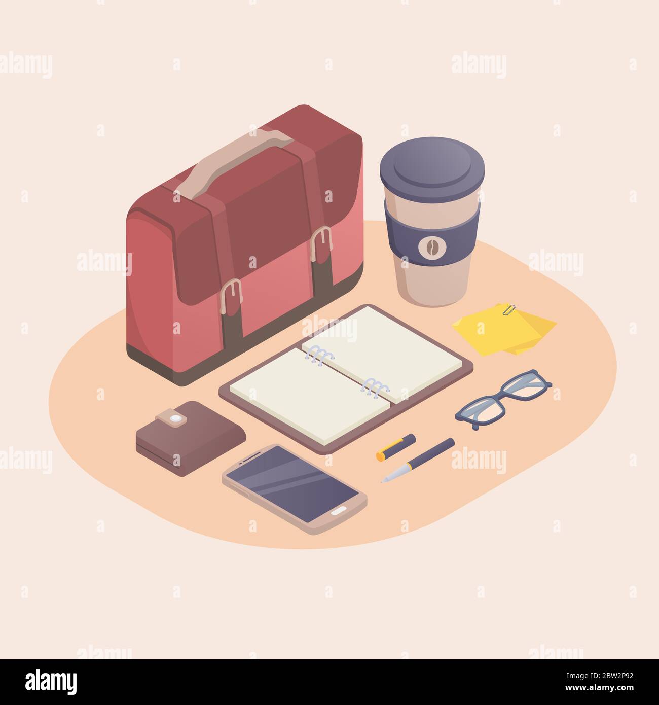 Accessories professional businessman isometric style modern flat ...