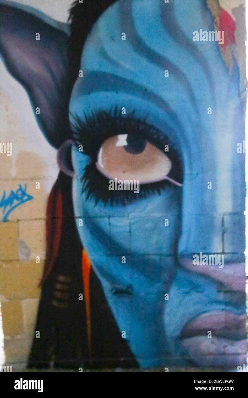 Marsaskala / Malta - Oct 28, 2015: Graffiti of the face character of ...