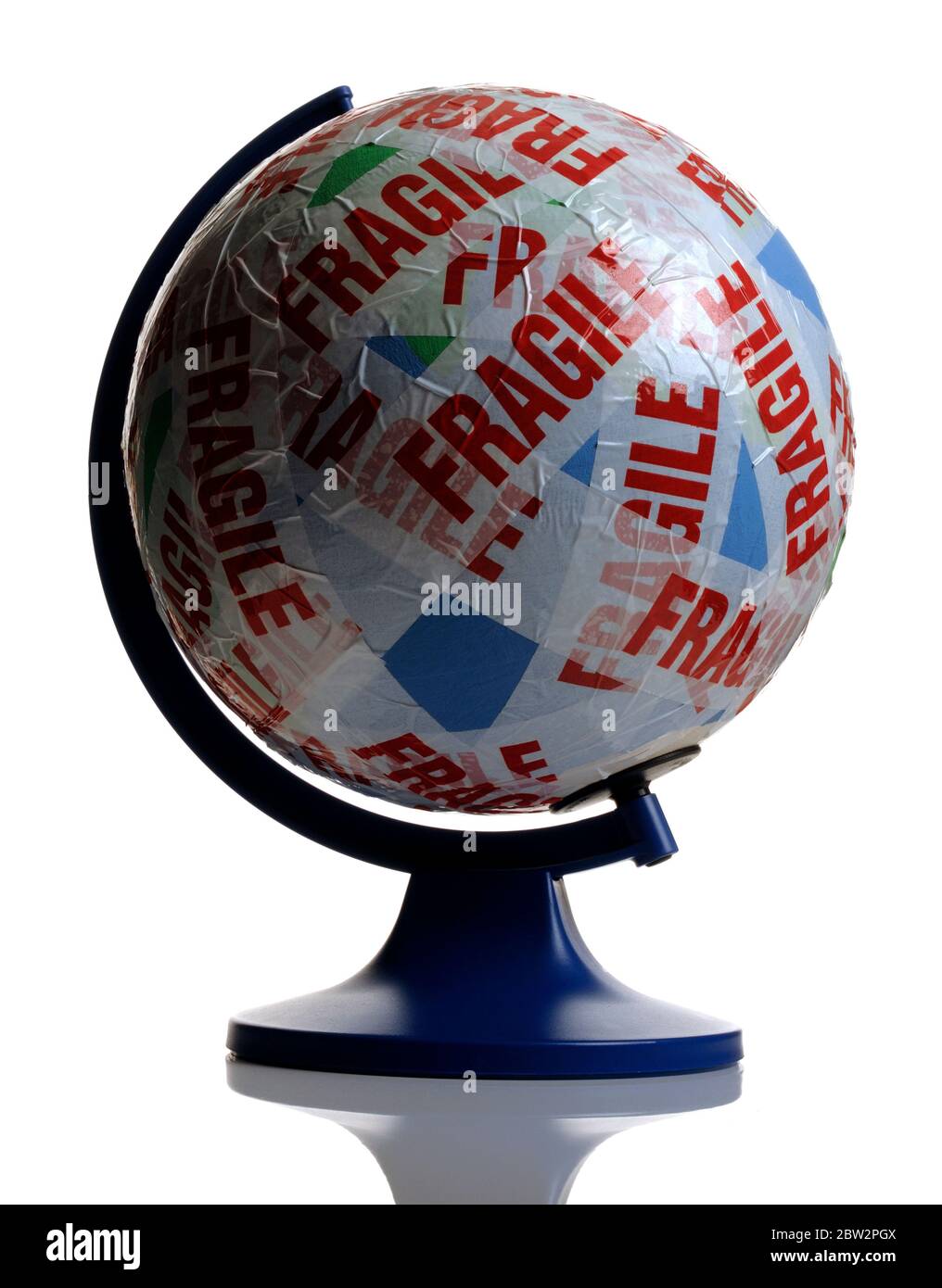 A world globe wrapped in fragile parcel tape Stock Photo - Alamy