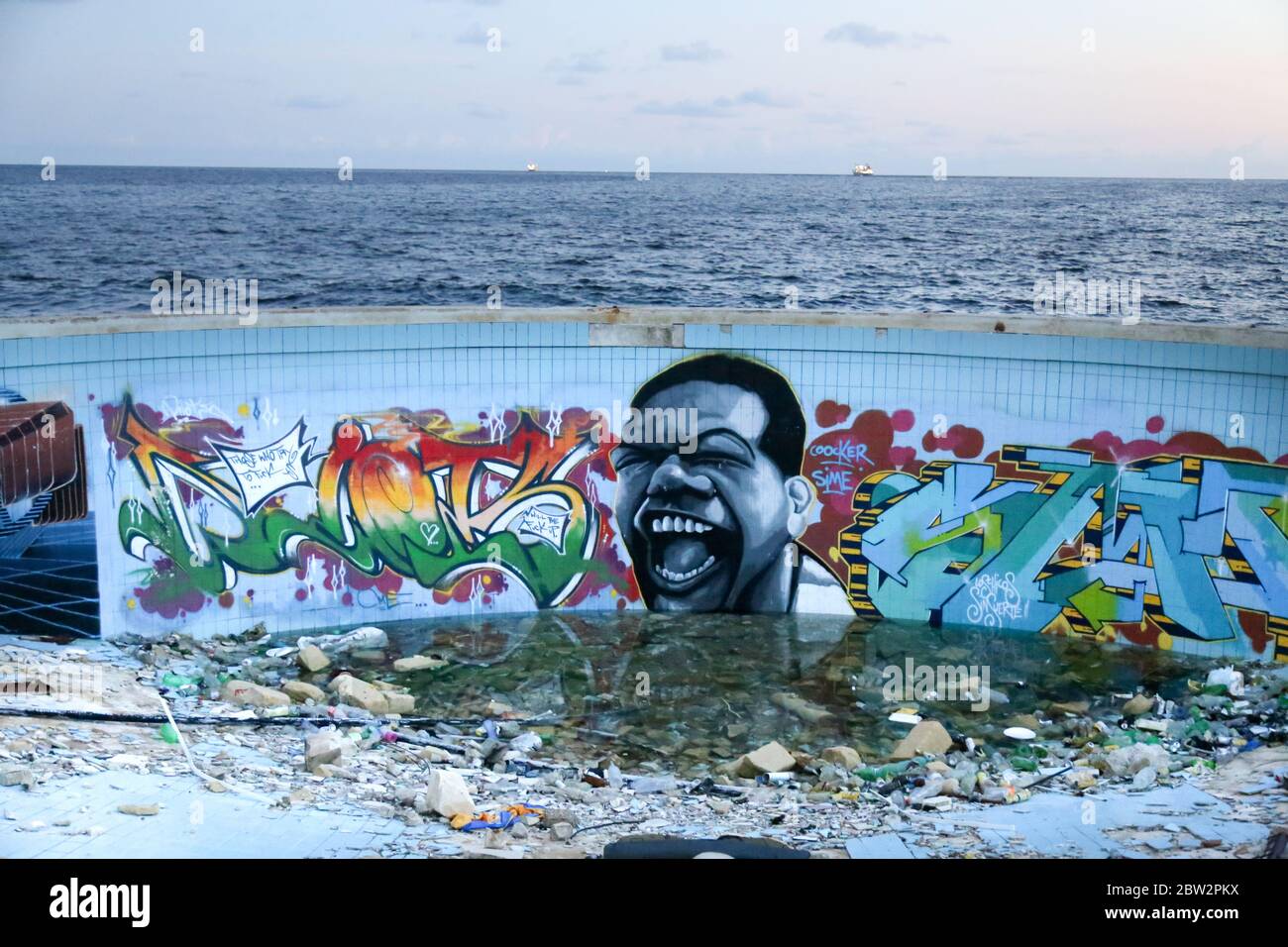 Marsaskala / Malta - Graffiti an african man on the exterior wall of ...
