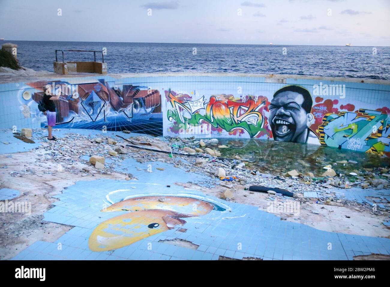 Marsaskala / Malta - Graffiti an african man on the exterior wall of ...