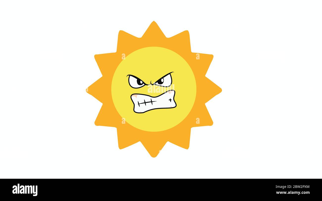Vector Isolated Illustration of a Cartoon Angry Sun Stock Vector Image ...