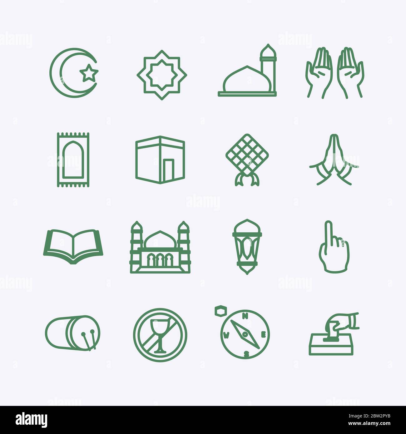 muslim icon set collection package with line style perfect for islam ...