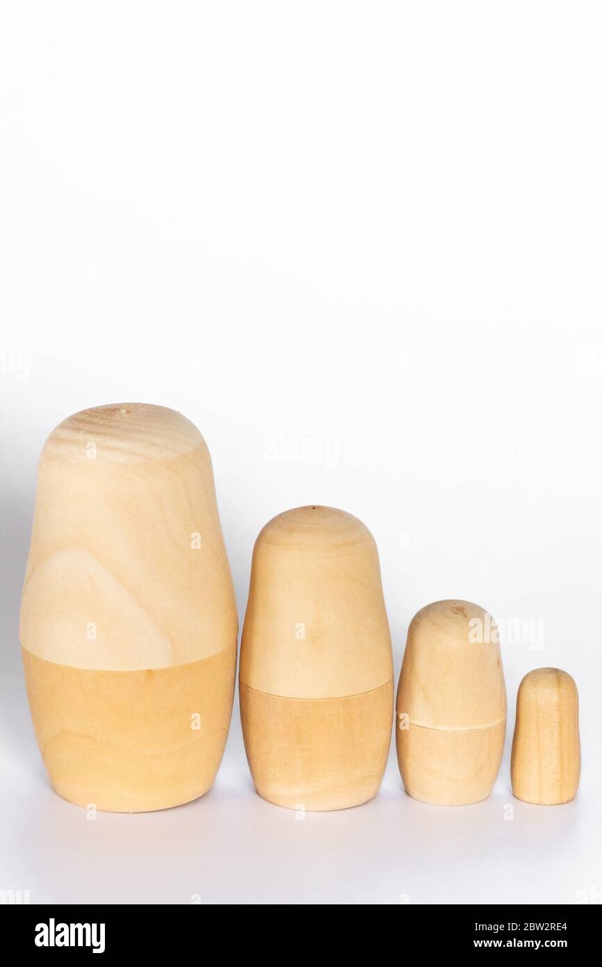 Wooden birch blanks of Russian nesting dolls for coloring. Folk art ...