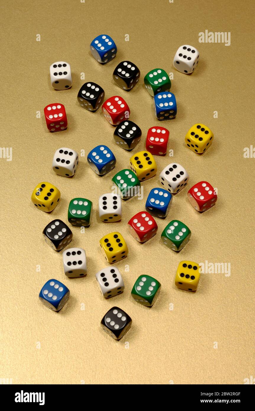 Multiple dice showing the number six Stock Photo - Alamy
