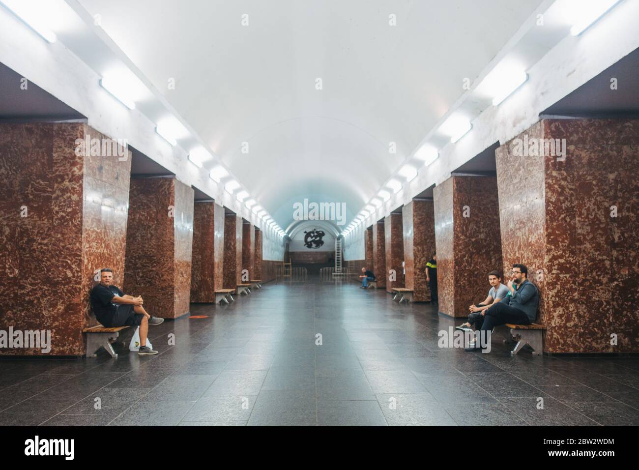 Interior of a metro station in Tbilisi, Georgia. Opening in 1966, it ...
