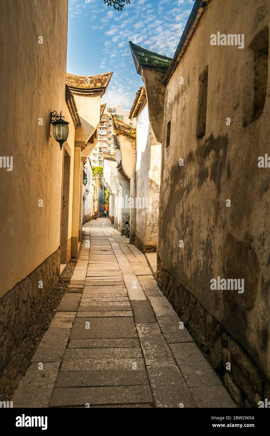 An alleyway in the Three Lanes Seven Alleys old town part of Fuzhou ...