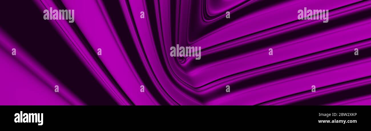 Ultra wide 3D illustration of a geometrical shape of magenta color on a ...