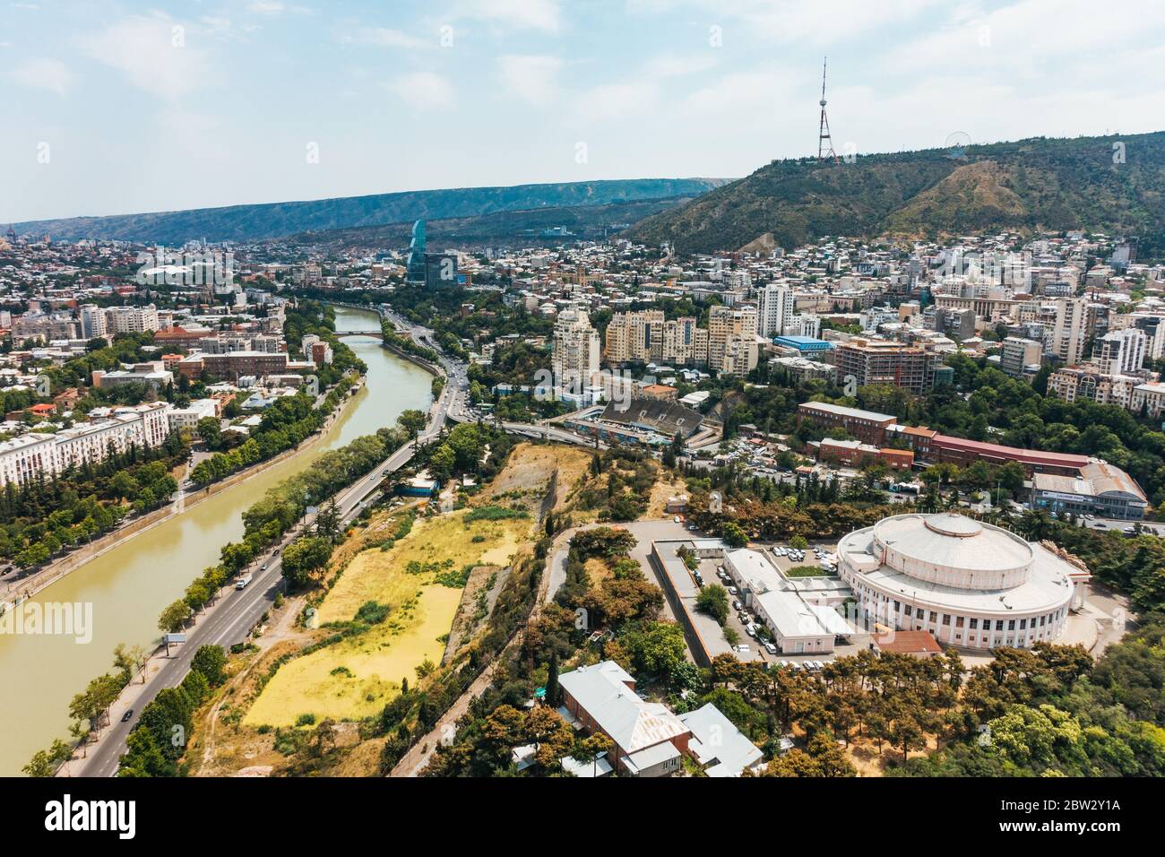 Looking out to the south of Tbilisi, Georgia's capital city. The ...
