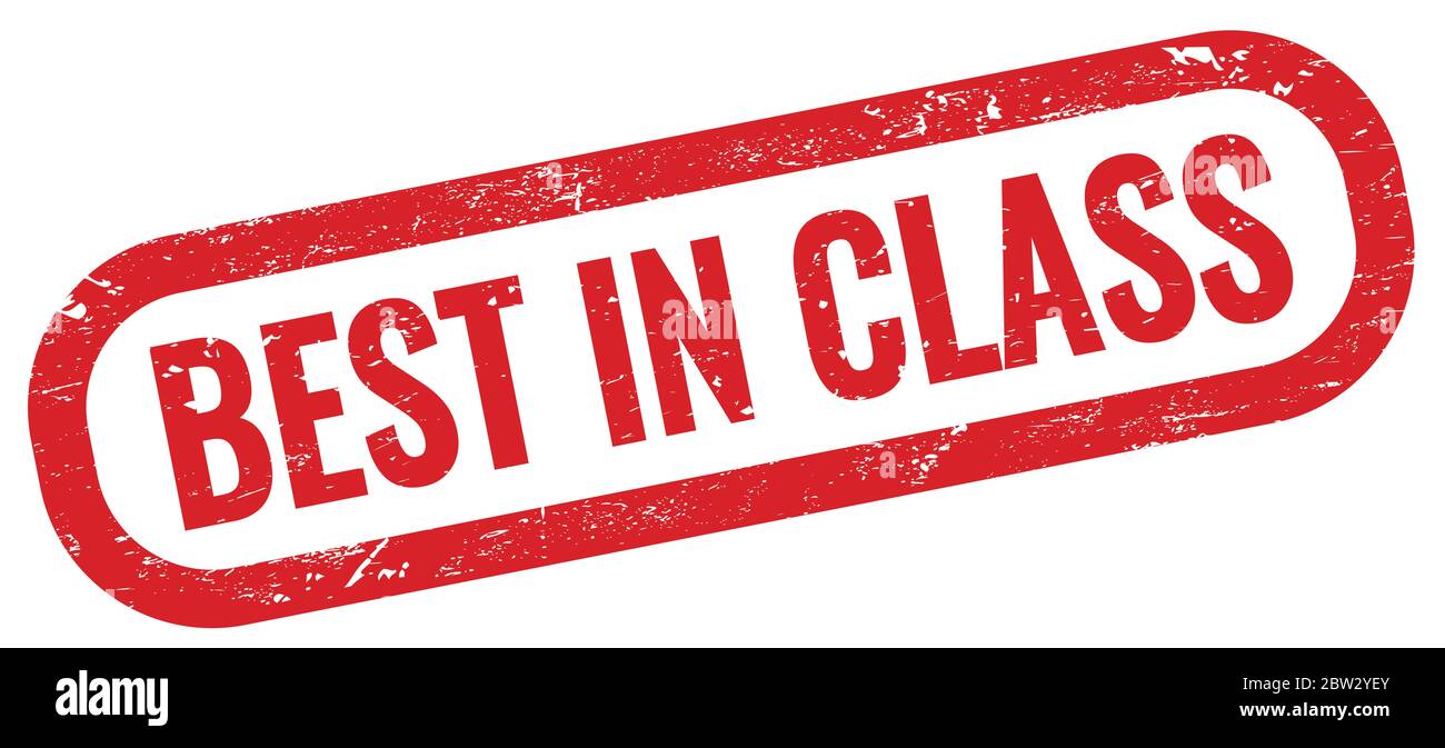 BEST IN CLASS red grungy rectangle stamp sign Stock Photo - Alamy