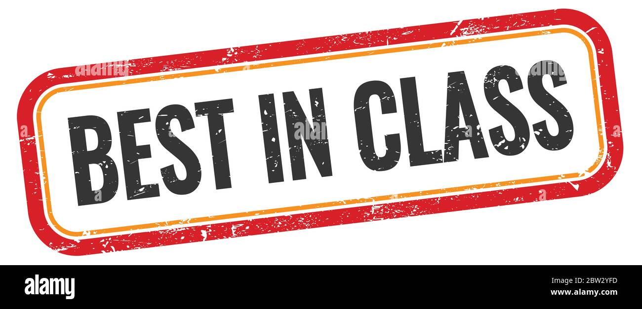 BEST IN CLASS red black grungy rectangle stamp sign Stock Photo - Alamy