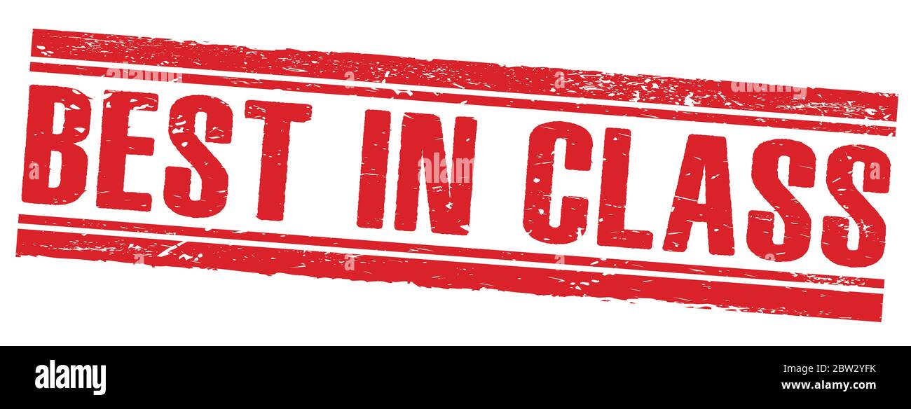 BEST IN CLASS red grungy rectangle stamp sign Stock Photo - Alamy