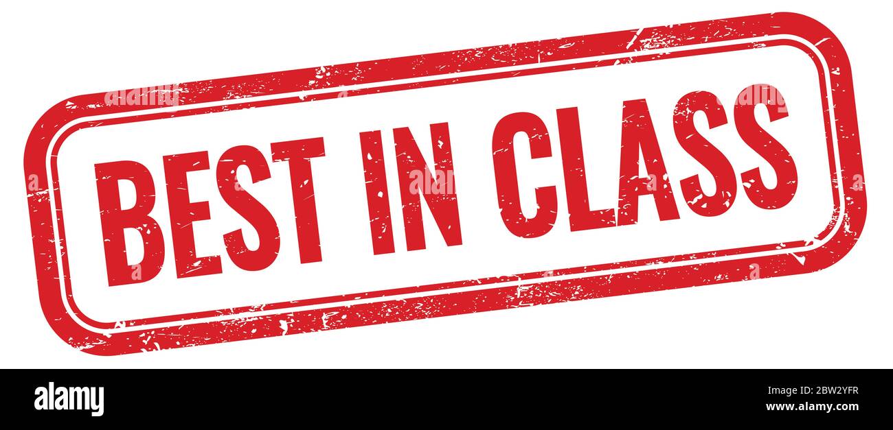 BEST IN CLASS red grungy rectangle stamp sign Stock Photo - Alamy
