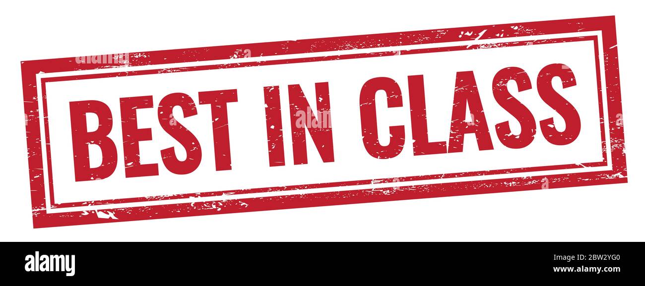 BEST IN CLASS red grungy rectangle stamp sign Stock Photo - Alamy