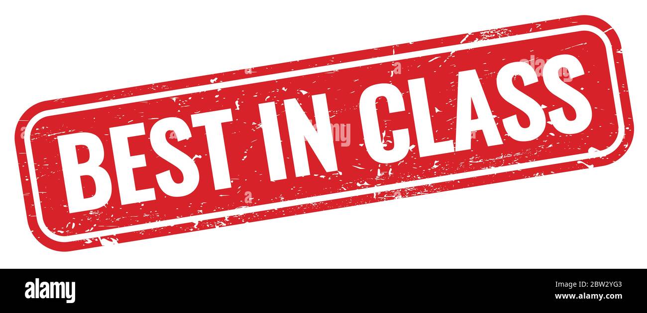 BEST IN CLASS red grungy rectangle stamp sign Stock Photo - Alamy