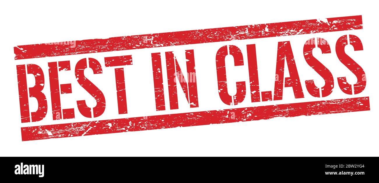 BEST IN CLASS red grungy rectangle stamp sign Stock Photo - Alamy