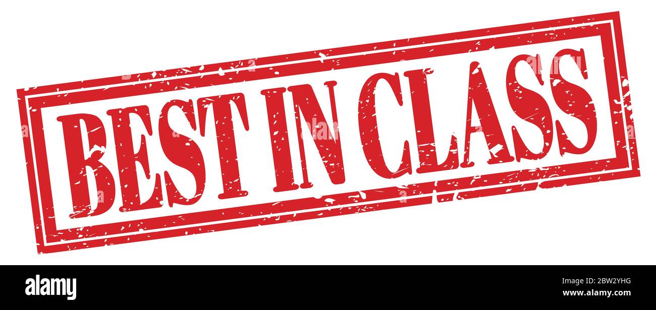 BEST IN CLASS red grungy rectangle stamp sign Stock Photo - Alamy