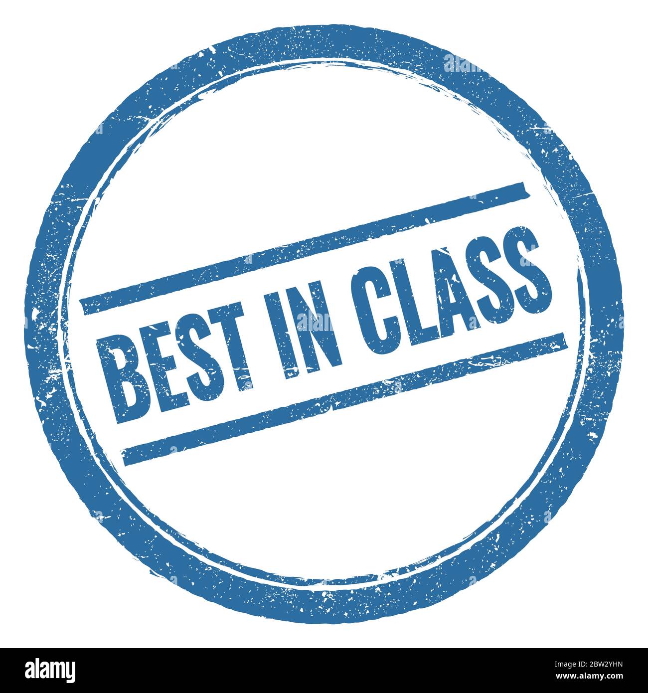 BEST IN CLASS blue grungy round stamp sign Stock Photo - Alamy