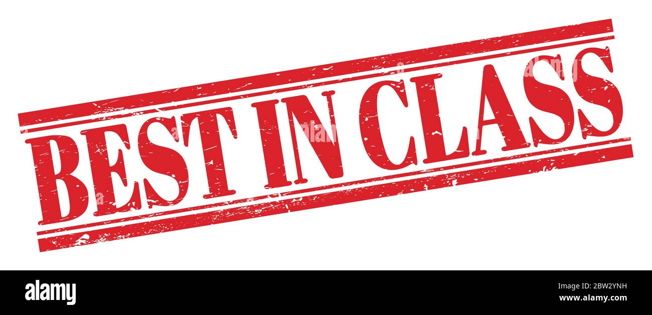 BEST IN CLASS red grungy rectangle stamp sign Stock Photo - Alamy