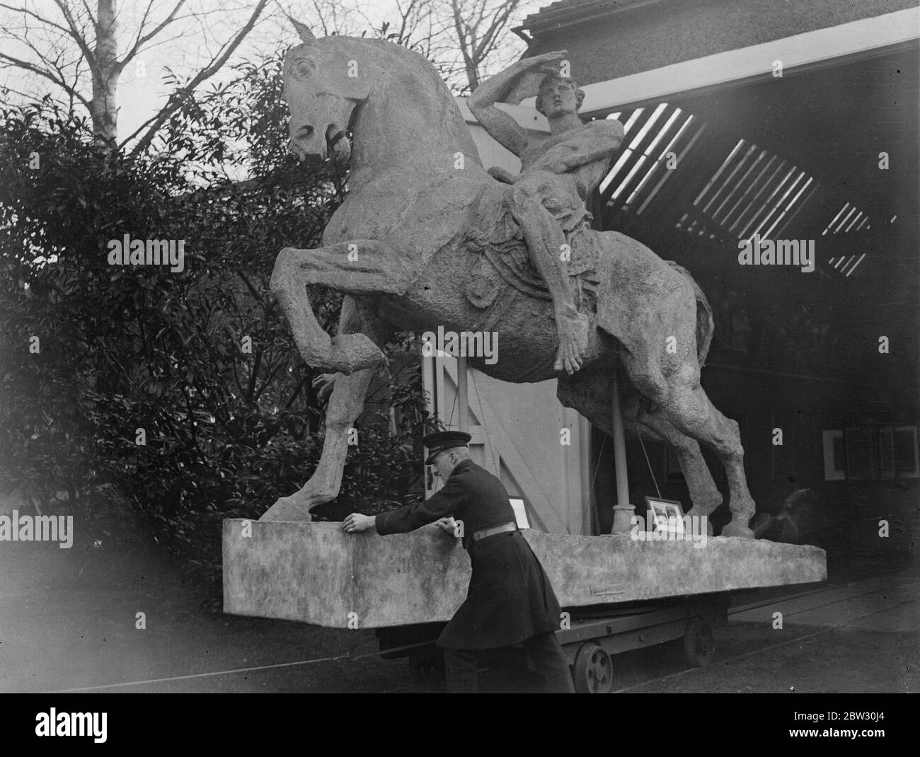 Model of Frederick Watts great statue ' Physical Energy ' on the hog ' s back . The original ...