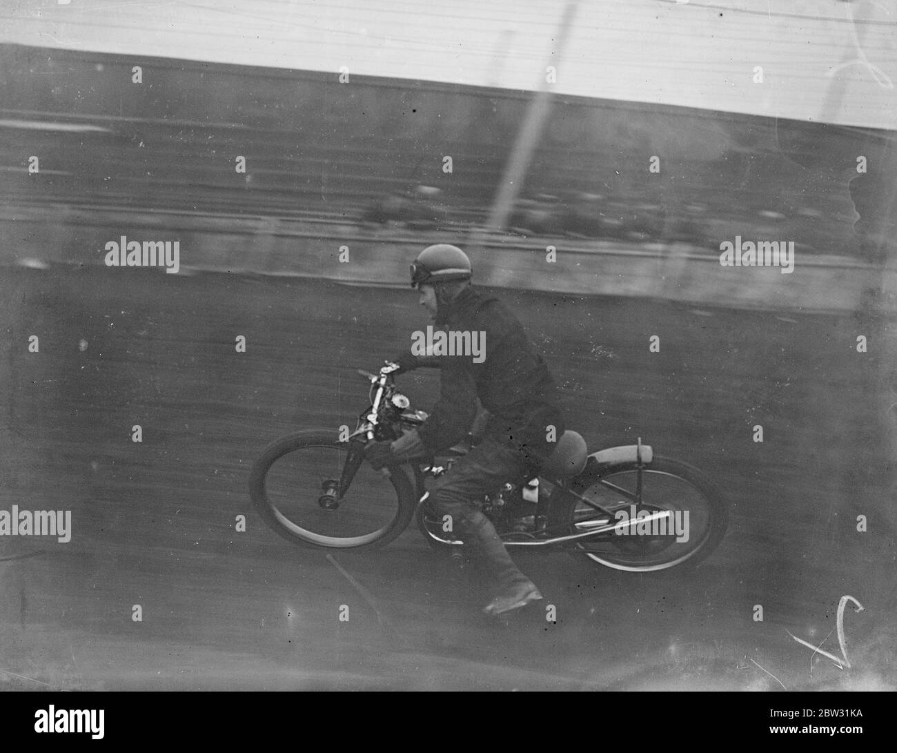 Speedway stars practice for coming season . Speeding round track . 1932 ...
