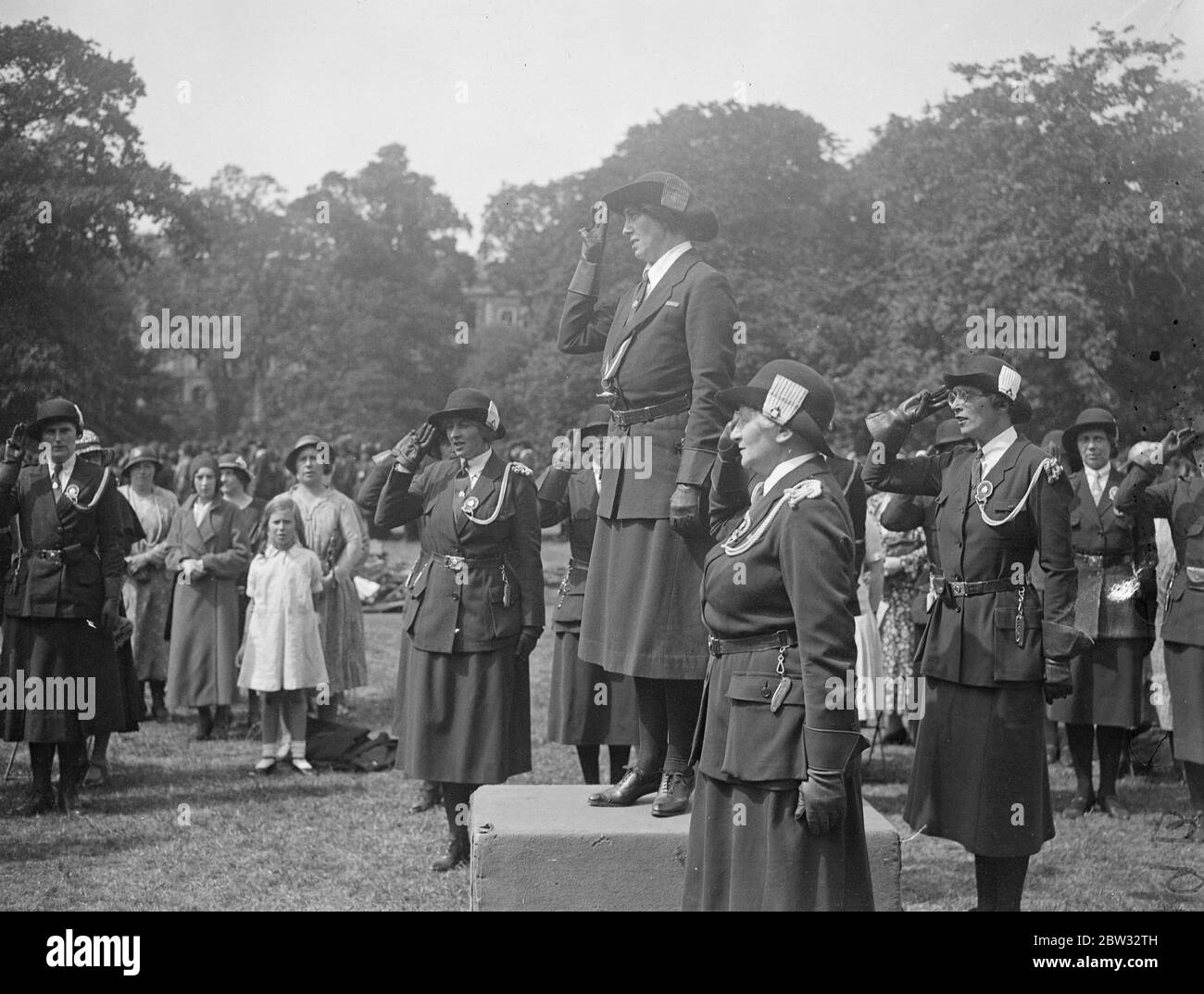 Lady Baden Powell inspects girl guides at Regents Park Rally . Lady ...