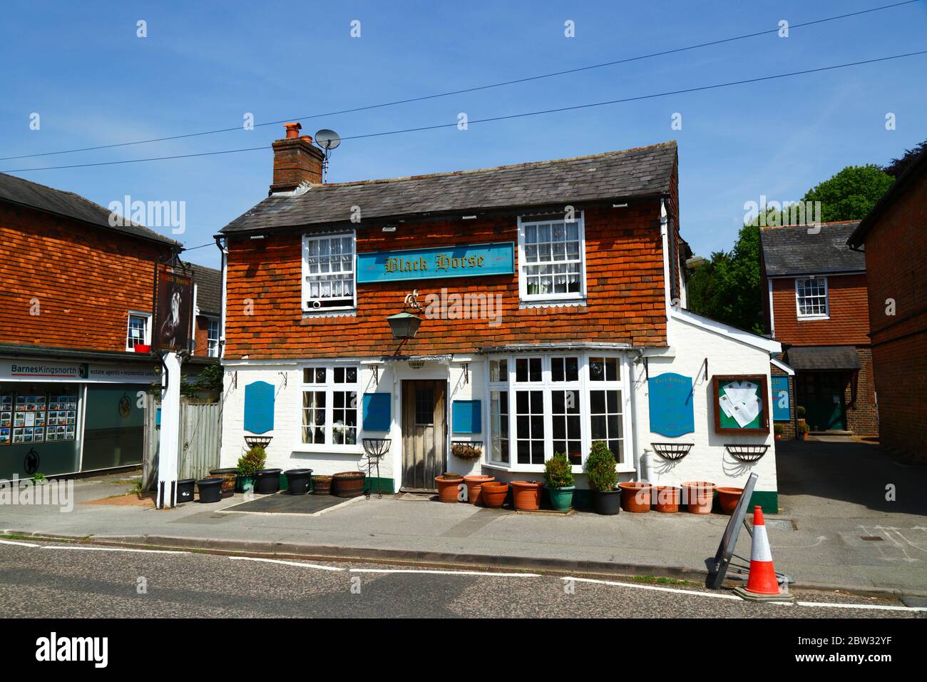 The Black Horse pub with vertical tiling typical of the Kentish Weald ...