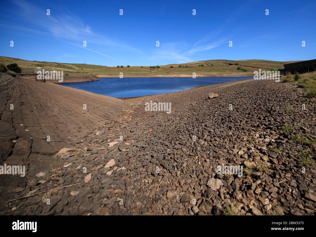 Dry banks at Dowry Reservoir in Oldham as some regions are on course ...
