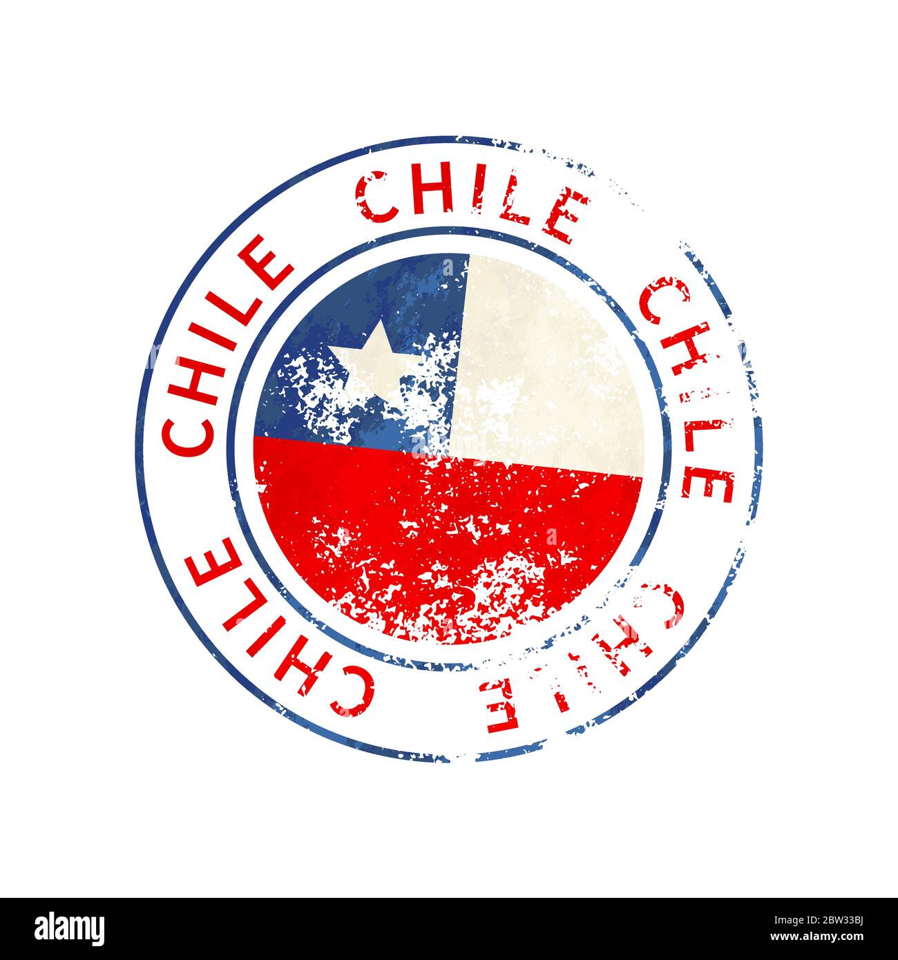 Chile sign, vintage grunge imprint with flag on white Stock Vector ...