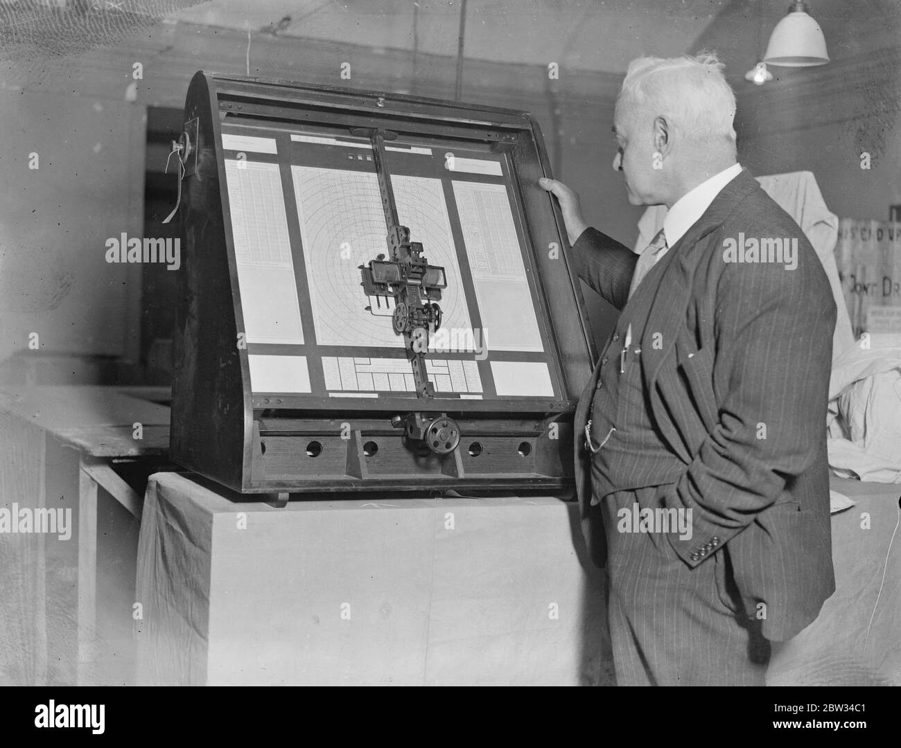 Mechanical ships pilot on view at inventors exhibition . A mechanical ...