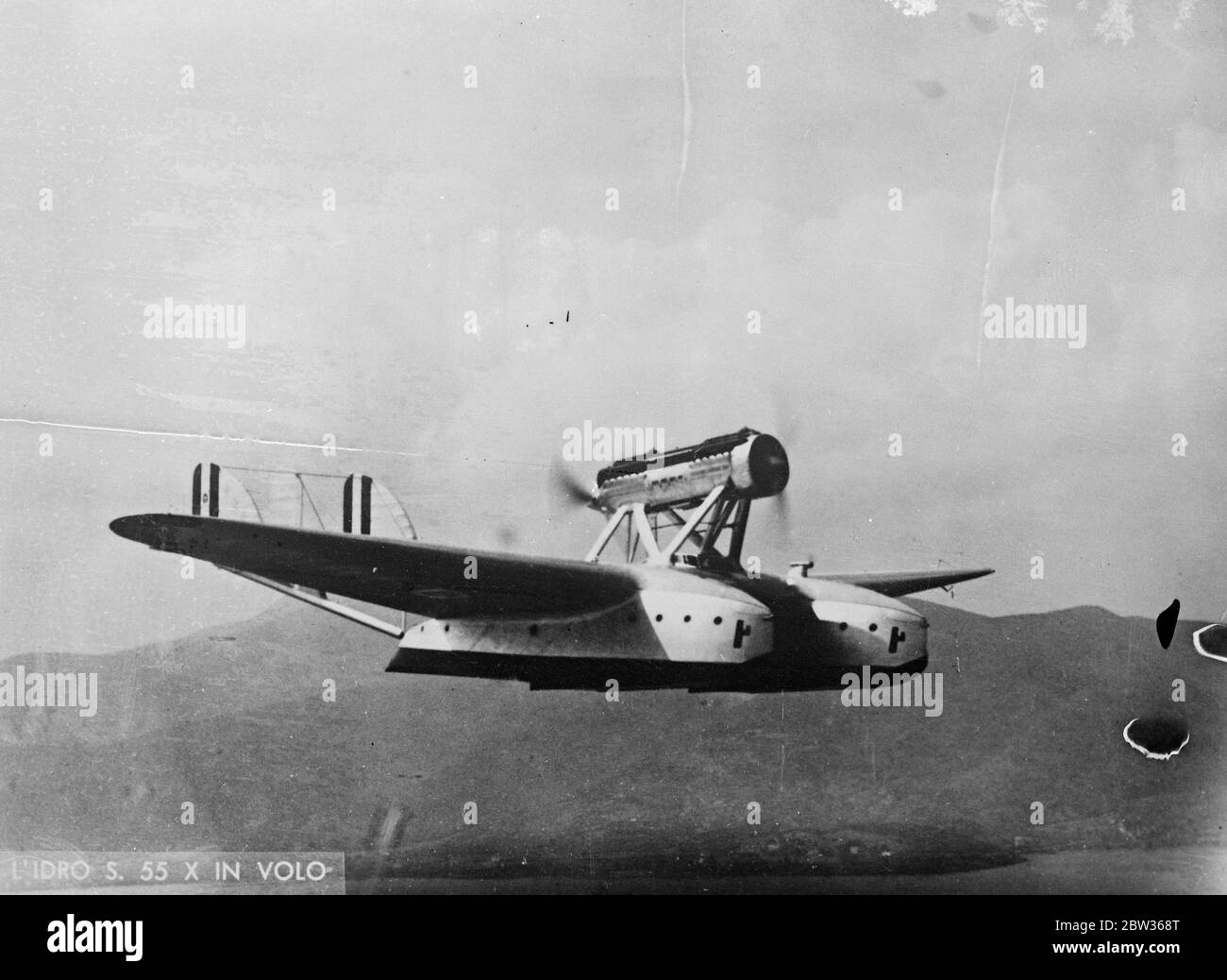 First picture of Balbo ' s transatlantic plane in flight . This is the ...