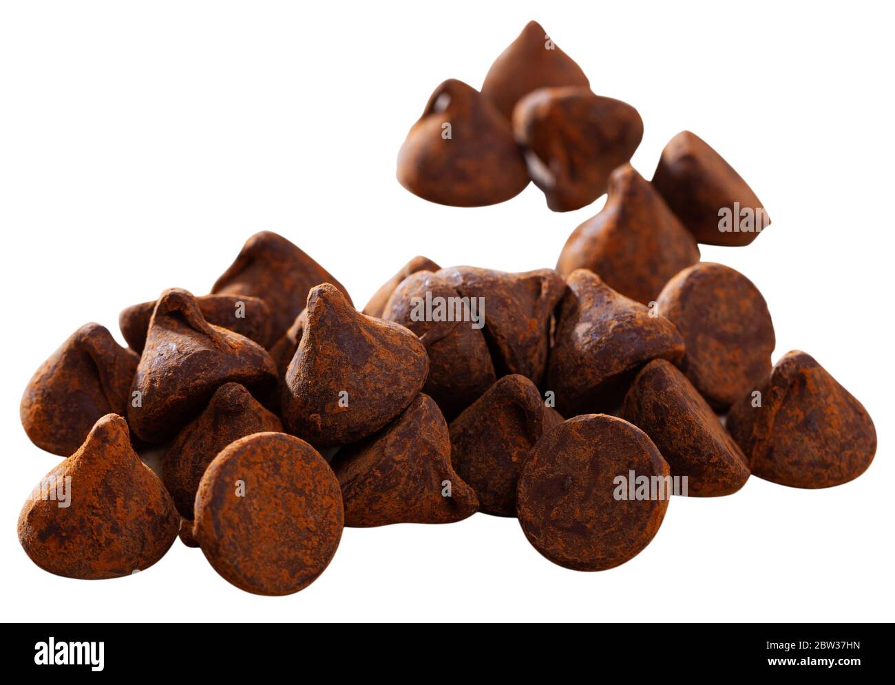 Group of chocolate truffle candies sprinkled with cocoa powder ...