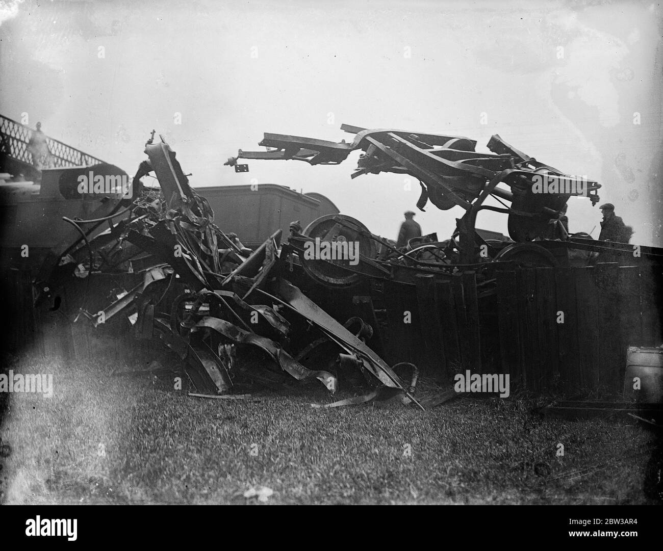 Disaster train wreckage Black and White Stock Photos & Images - Alamy