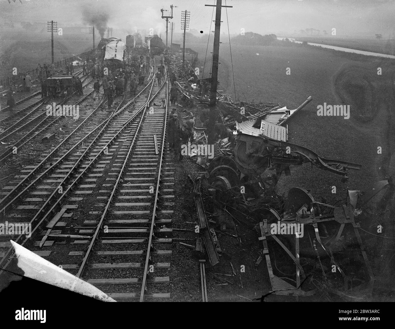 Wreckage of express train coaches after 14 people died in a train crash ...