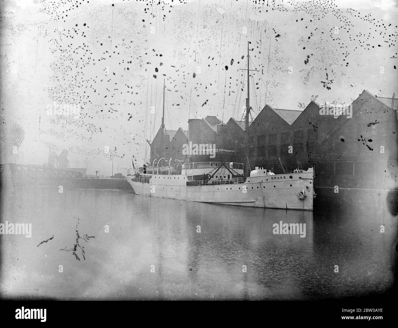 The Drake ship in harbour . October 1934 Stock Photo - Alamy