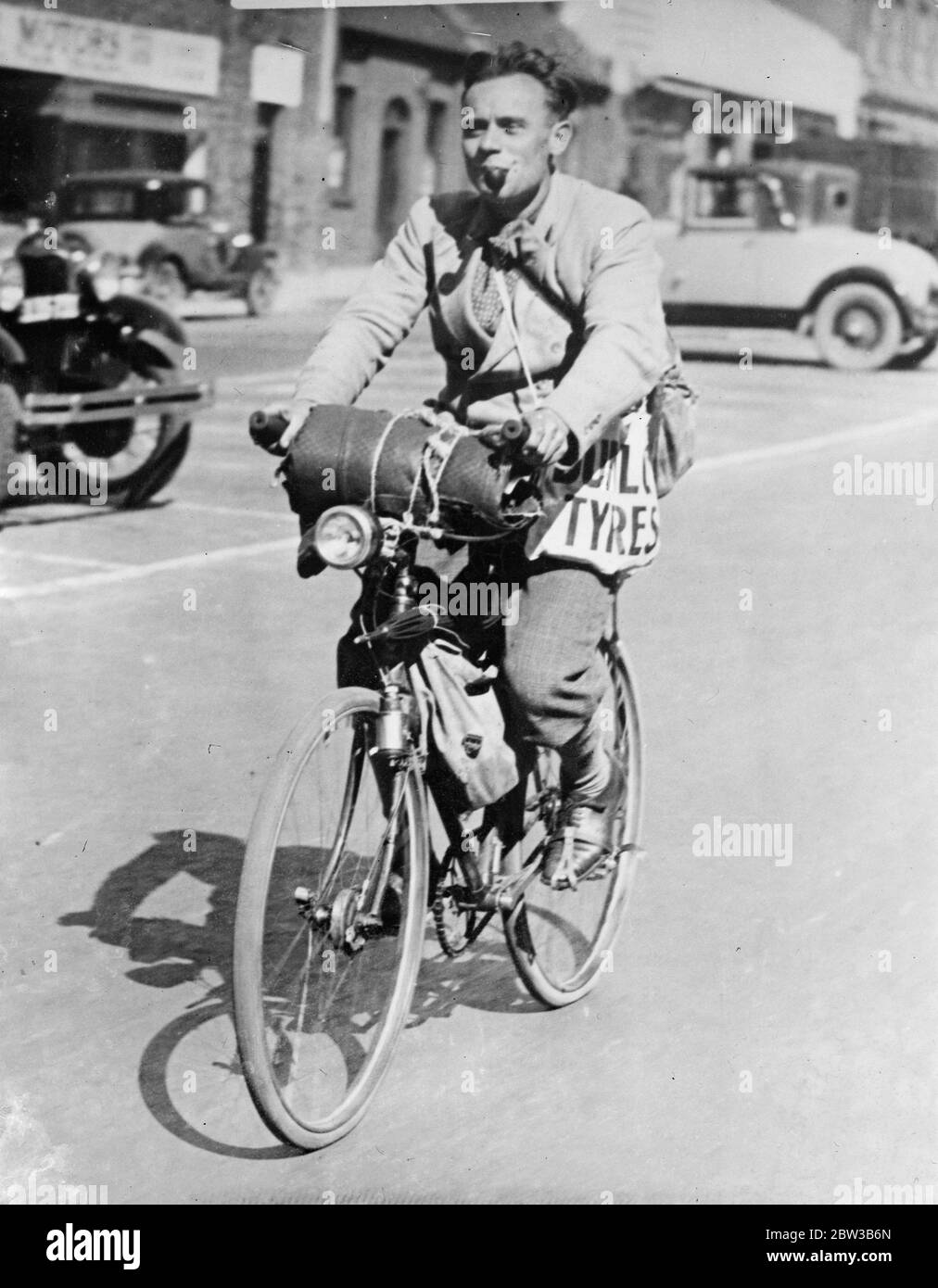 Mr Simon cycling round the world . 8 October 1934 Stock Photo - Alamy