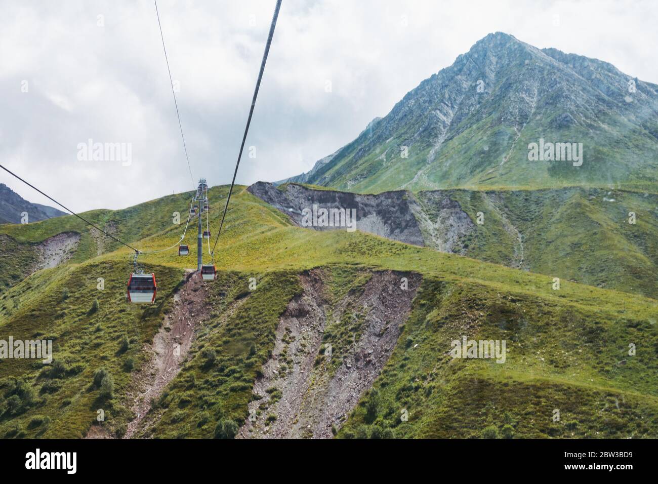 Summer views of Caucasus landscapes from the 7.5km Kobi-Gudauri cable ...
