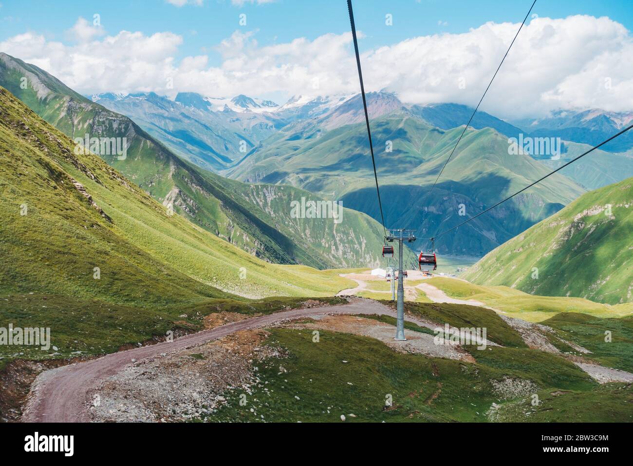 Summer views of Caucasus landscapes from the 7.5km Kobi-Gudauri cable ...