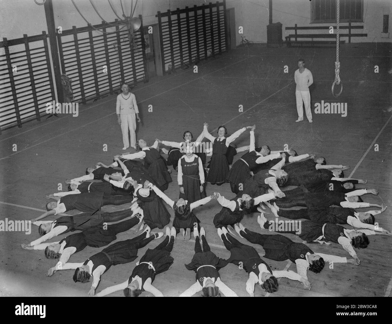 Dance class in progress . Girls in Swindon . 13 November 1934 Stock ...