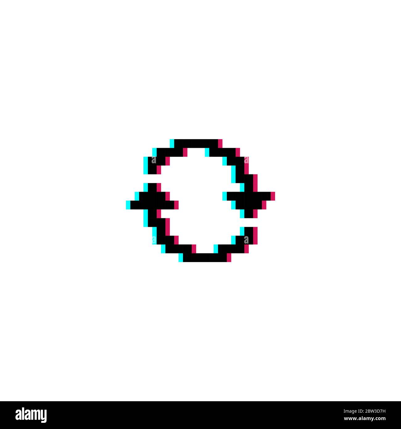 Pixel art 8-bit circle loading icon with glitch effect - isolated ...