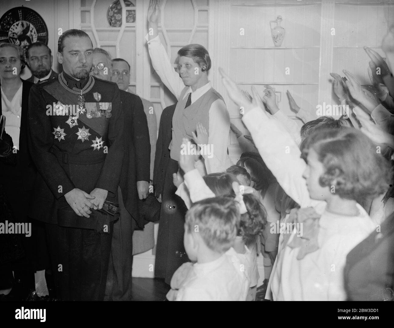 Young Fascists march past Signor Grandi at opening of new Italian ...