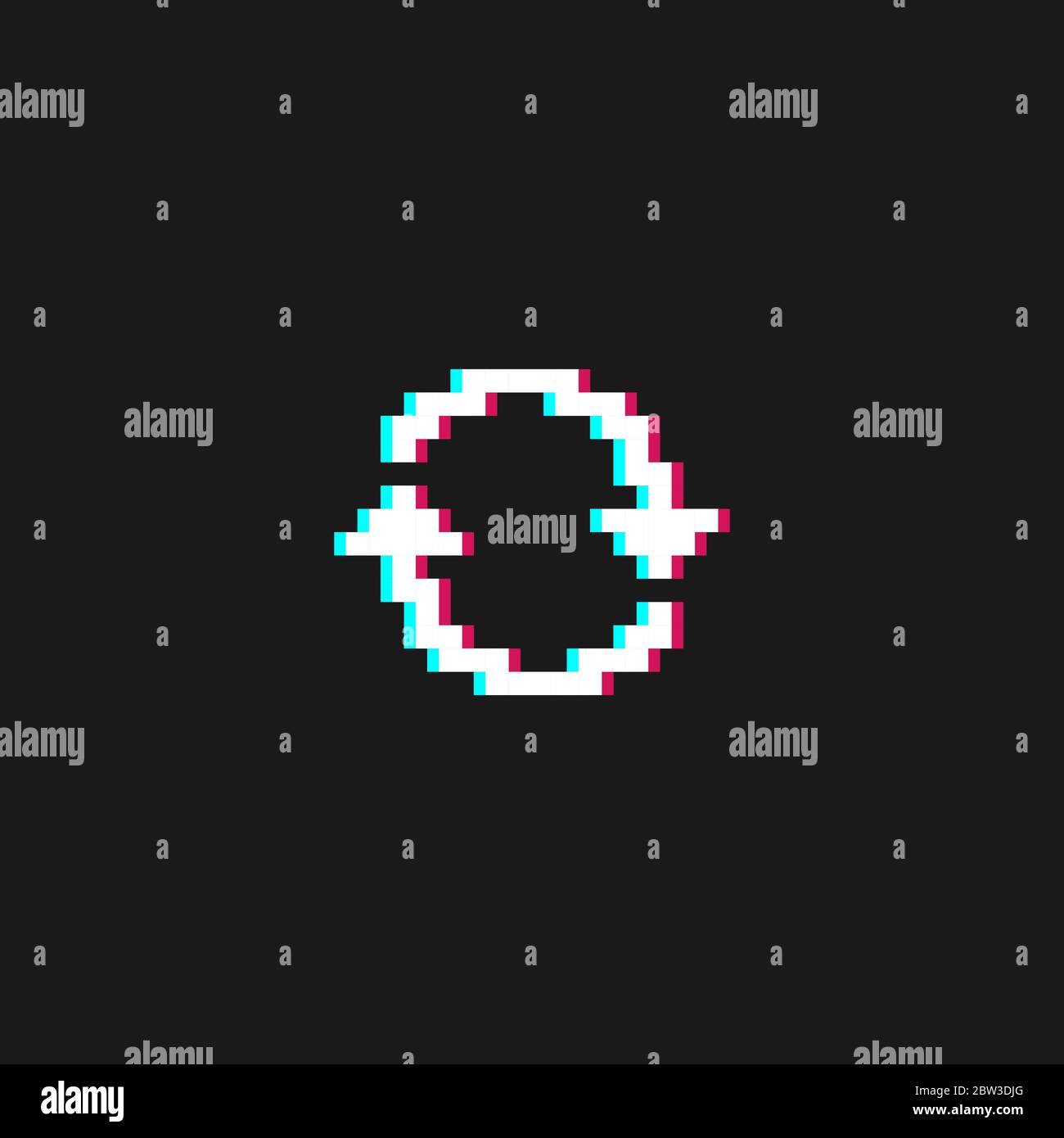 Pixel art 8-bit circle loading icon with glitch effect - isolated ...