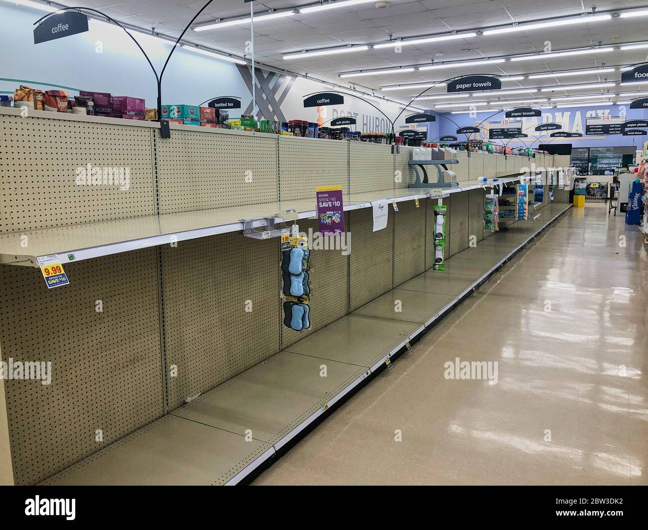 Empty shelves in a grocery store market Stock Photo - Alamy