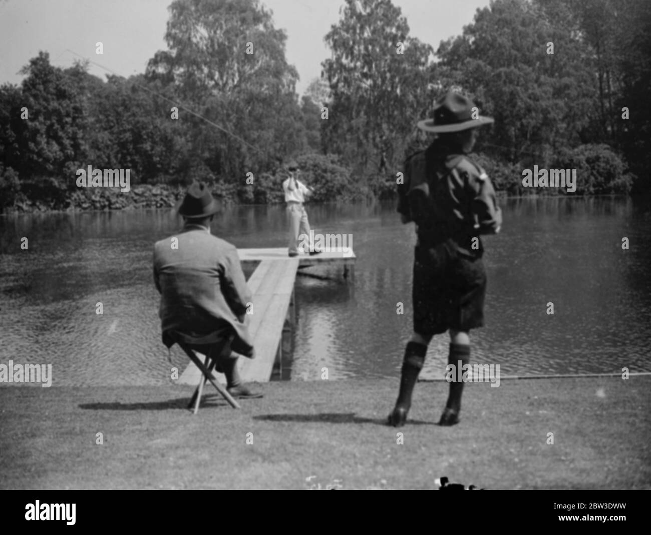 Flycasting competition Mr Drew Barr . 22 June 1935 Stock Photo - Alamy